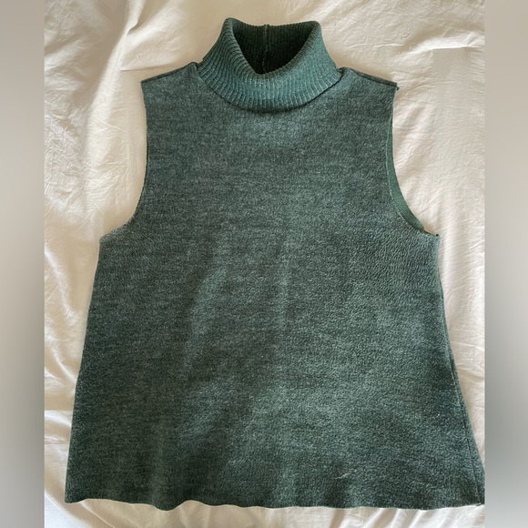 Zara | Sweaters | Zara Turtle Neck Sleeveless Sweater In Forrest Green ...